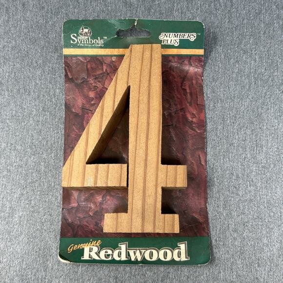 Sierra | Other | Vintage Redwood House Number 4 Wood Sign 55 Nos Sierra ...